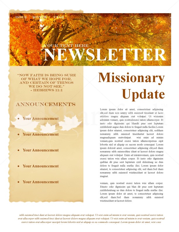 Fall Missionary Update Newsletter Template Newsletter Templates